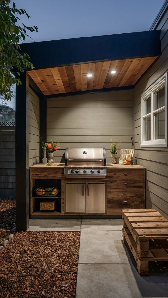 Ideas de parrillas exteriores modernas junto a pérgolas. - PARRILLAS BLOG
